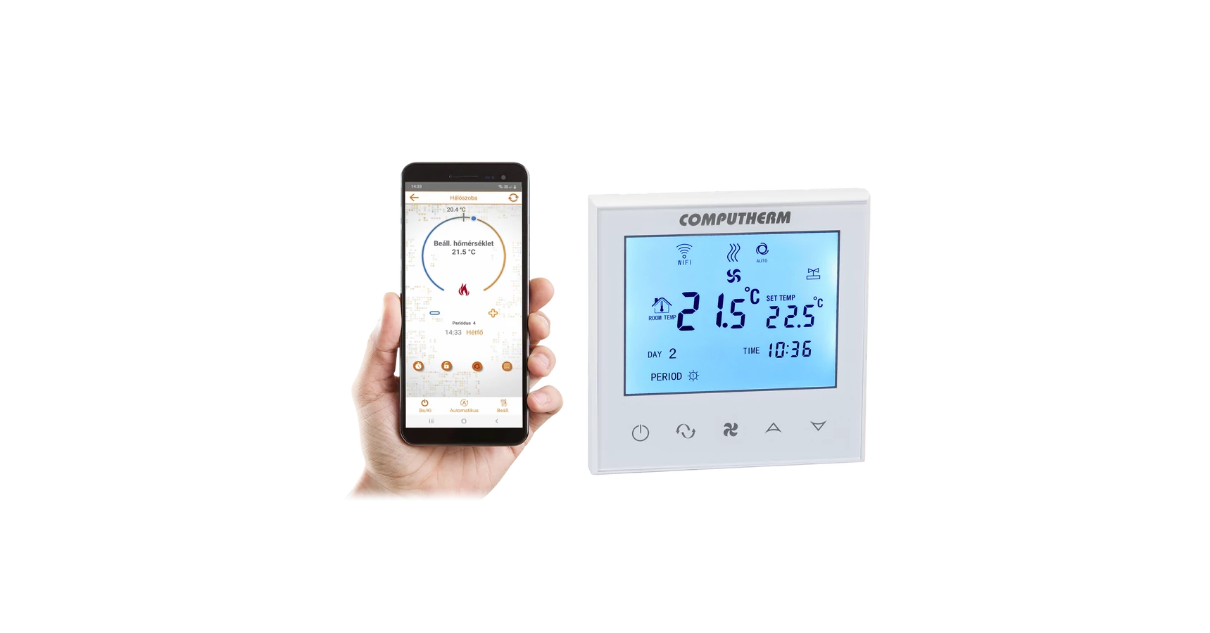 COMPUTHERM E280 FC Programozható digitális Wi-Fi fan-coil termosztát 2- és 4-csöves ...